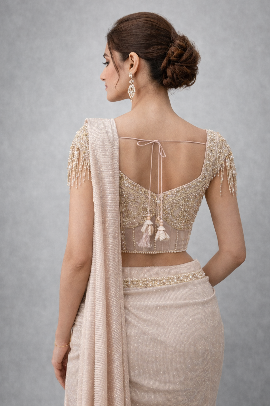 Mouve Pink Drape Saree With Co-ord Style Short Blouse – vastrachowk