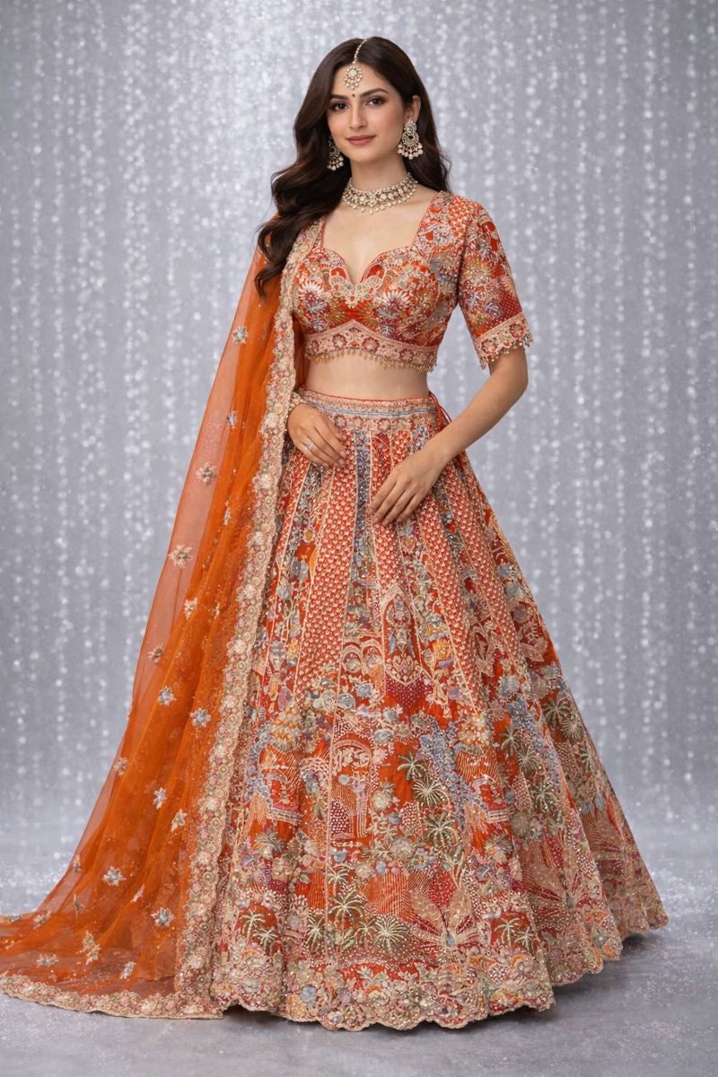 Rust Traditional Crop top Lehenga – vastrachowk